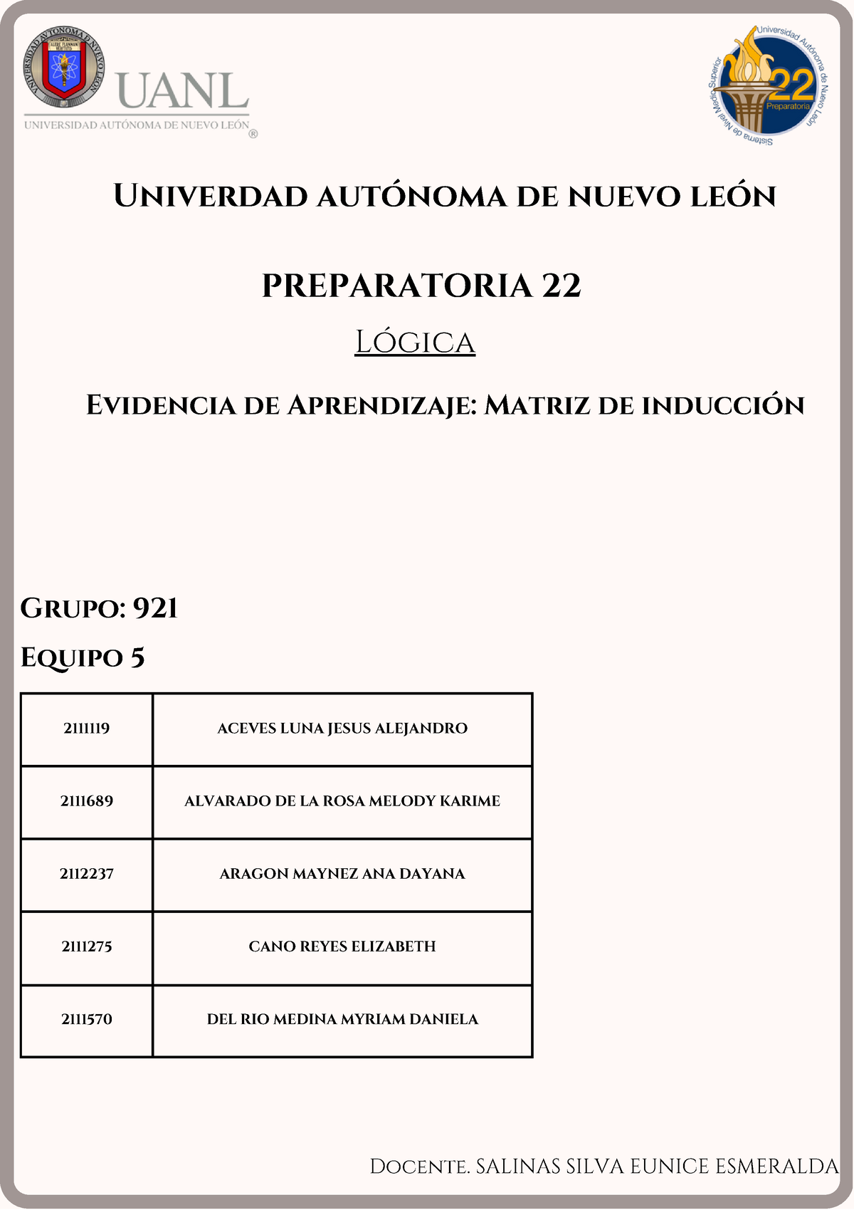 Equipo 5 Ev2 Logica Evidencia Etapa 2 Univerdad Autónoma De Nuevo