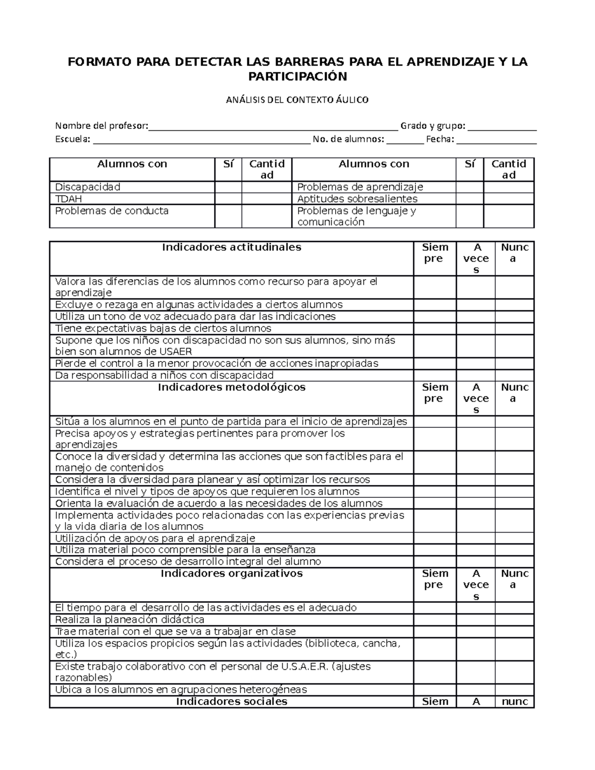 Formato Para Detectar Las Barreras Para Formato Para Detectar Las