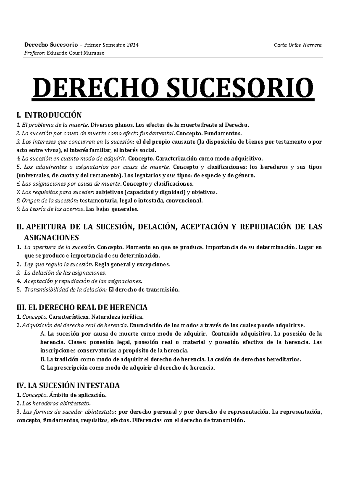 Derecho Sucesorio Eduardo Court M Profesor Eduardo Court Murasso