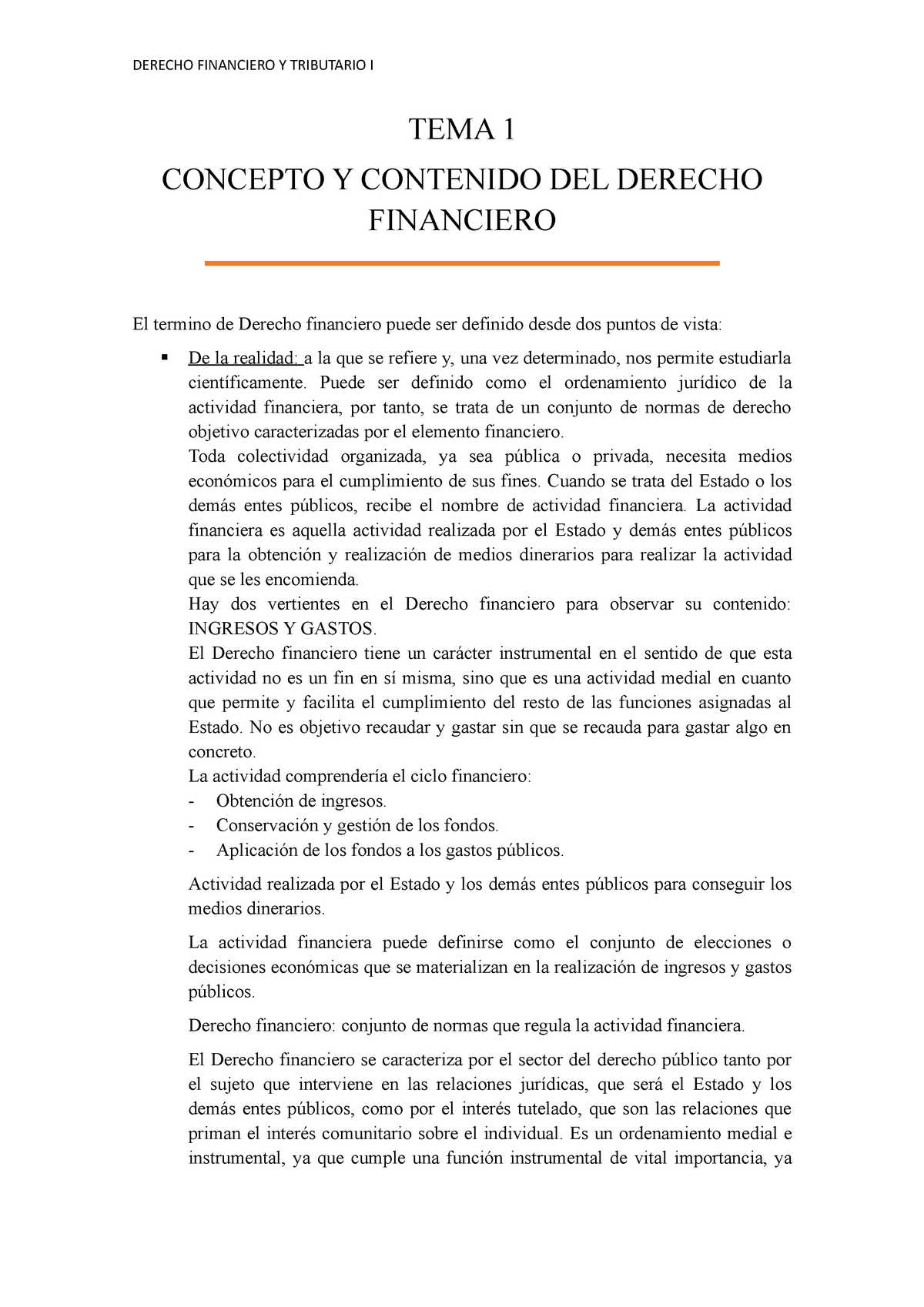 Tema 1 Concepto Y Contenido De Dº Financiero Tema 1 Concepto Y