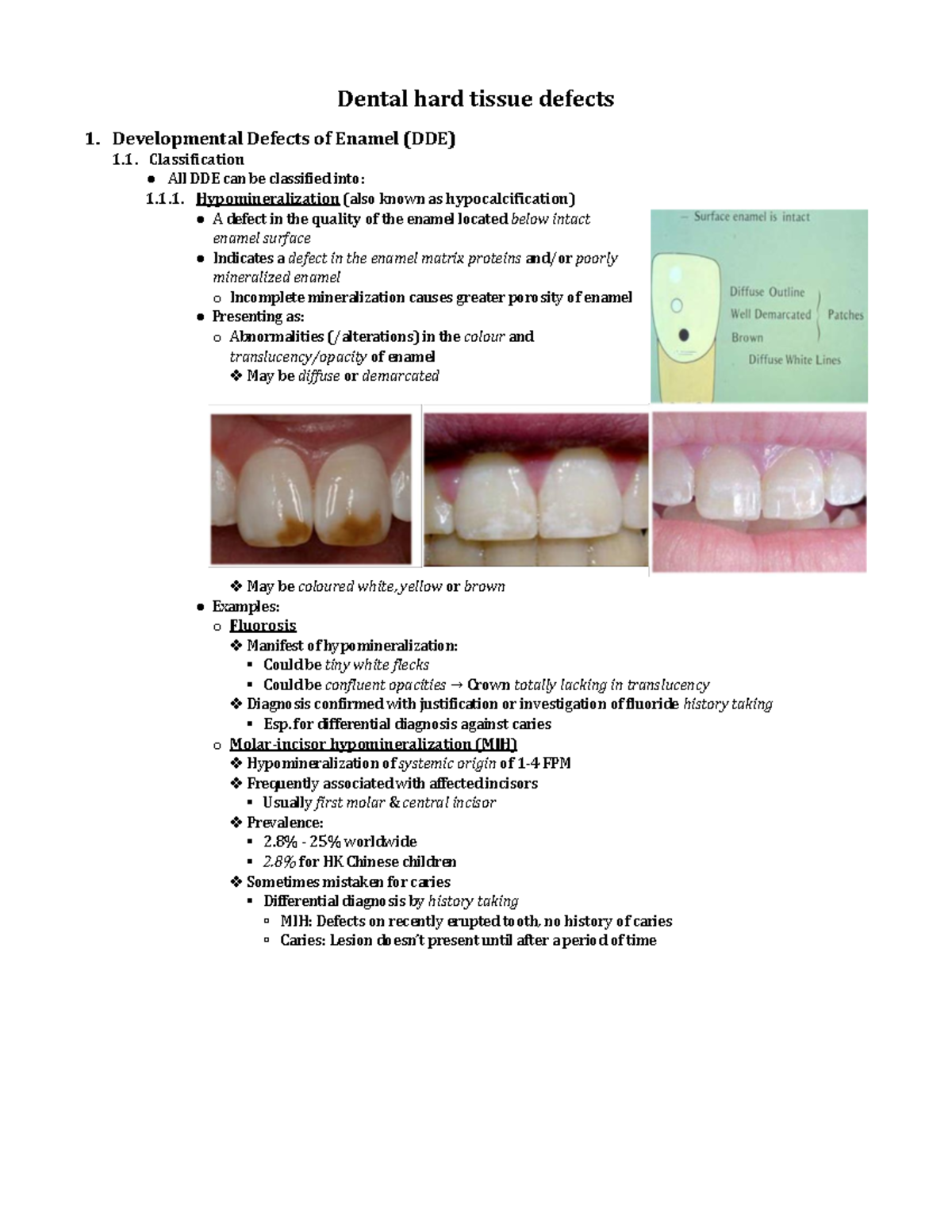 Dental Hard Tissue Defects Developmental Defects Of Enamel Dde 1