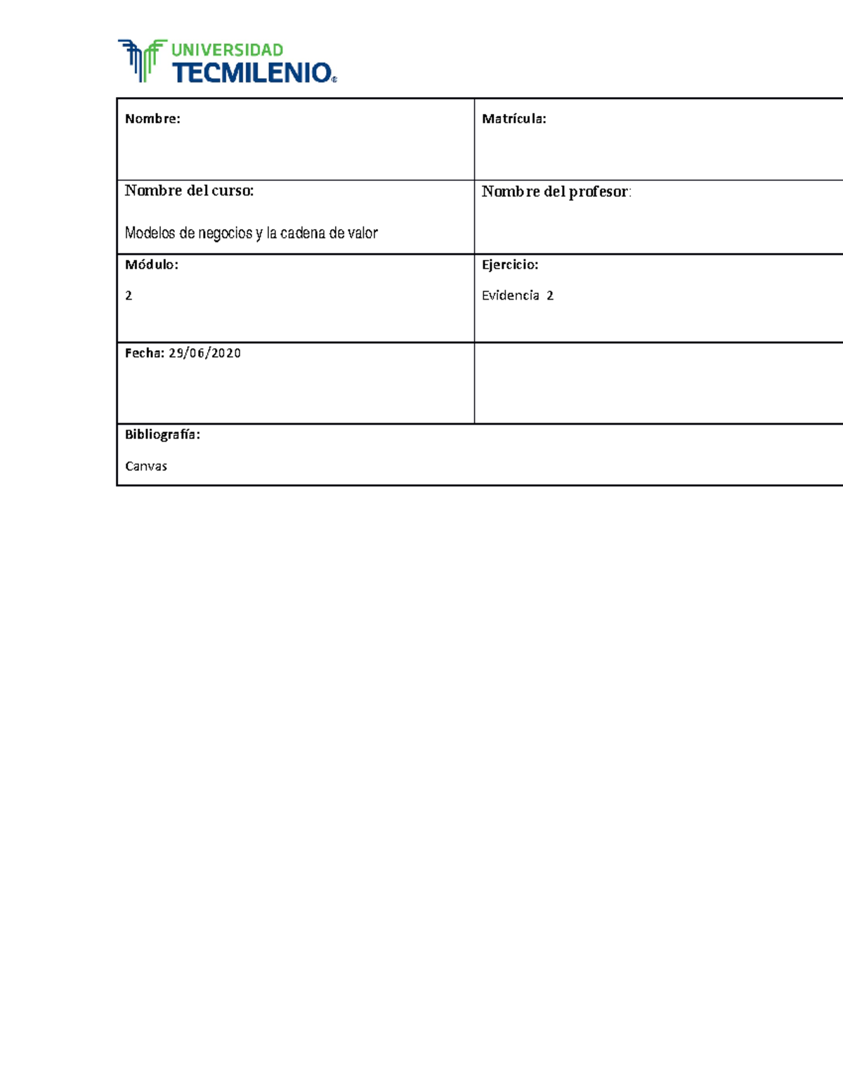 Ejercicio 3 Mode Nombre Matrícula Nombre Del Curso Modelos De