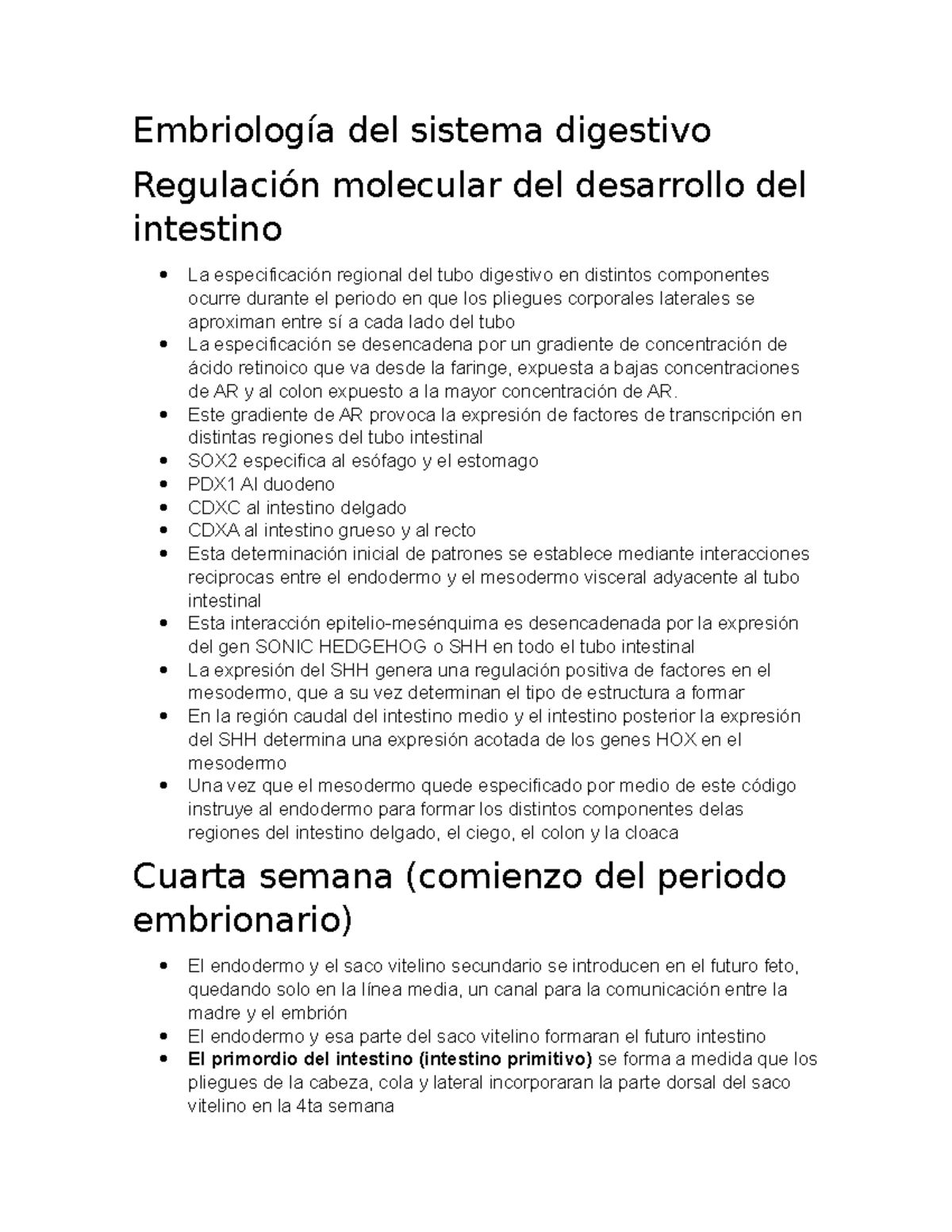 Guía 2do Parcial Embriología Del Sistema Digestivo Regulación