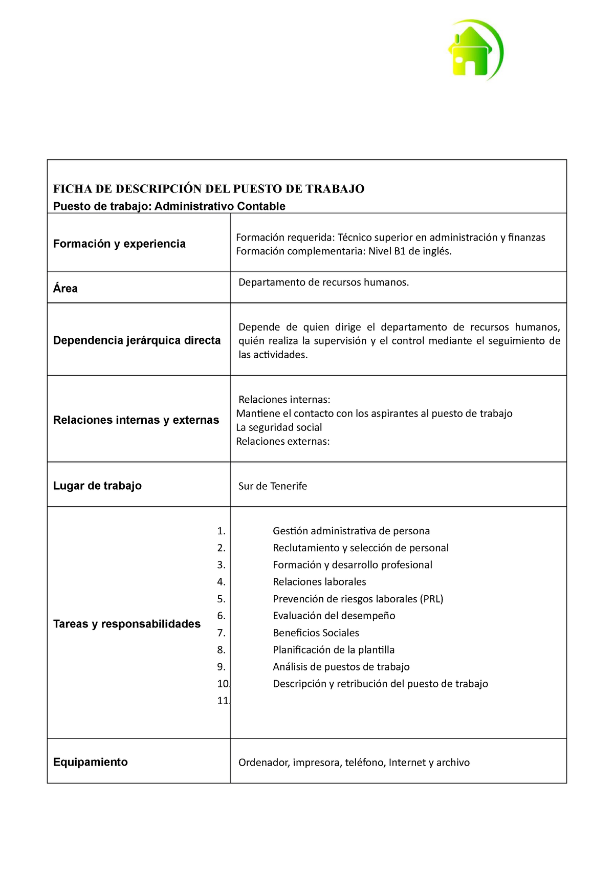 Ficha De Descripcion De Puestos De Trabajo Actualizado Mayo My Xxx