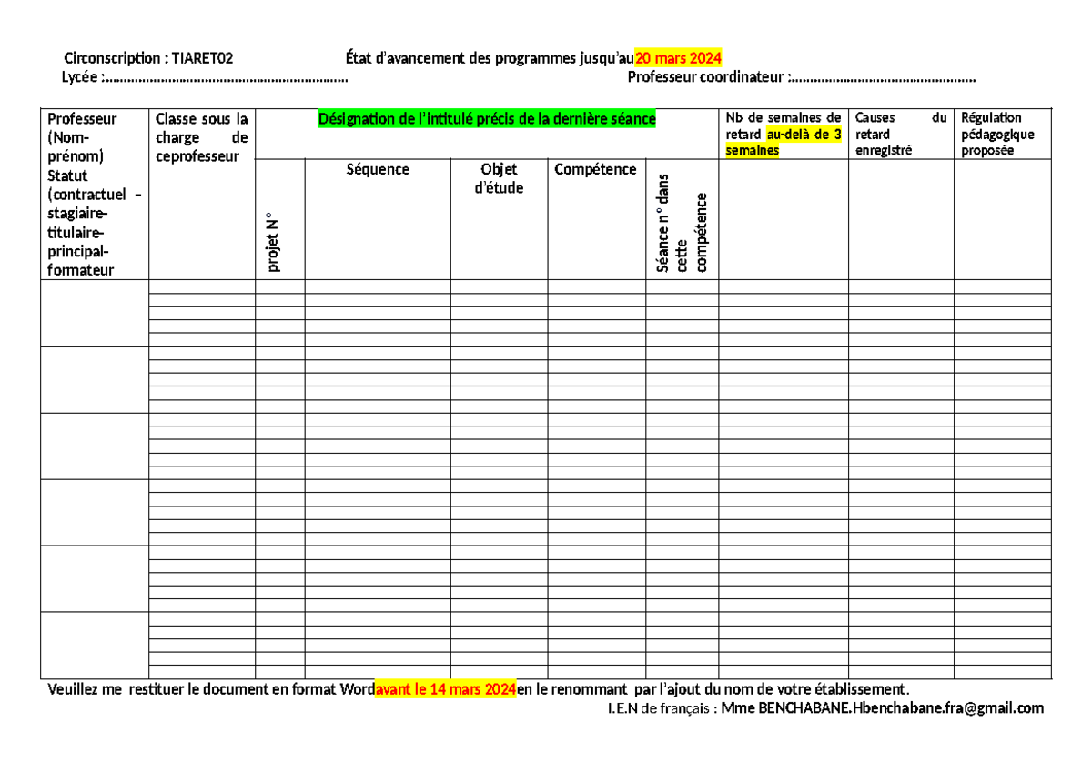 Etat Davancement Prog 1 Circonscription Tiaret02 État Davancement