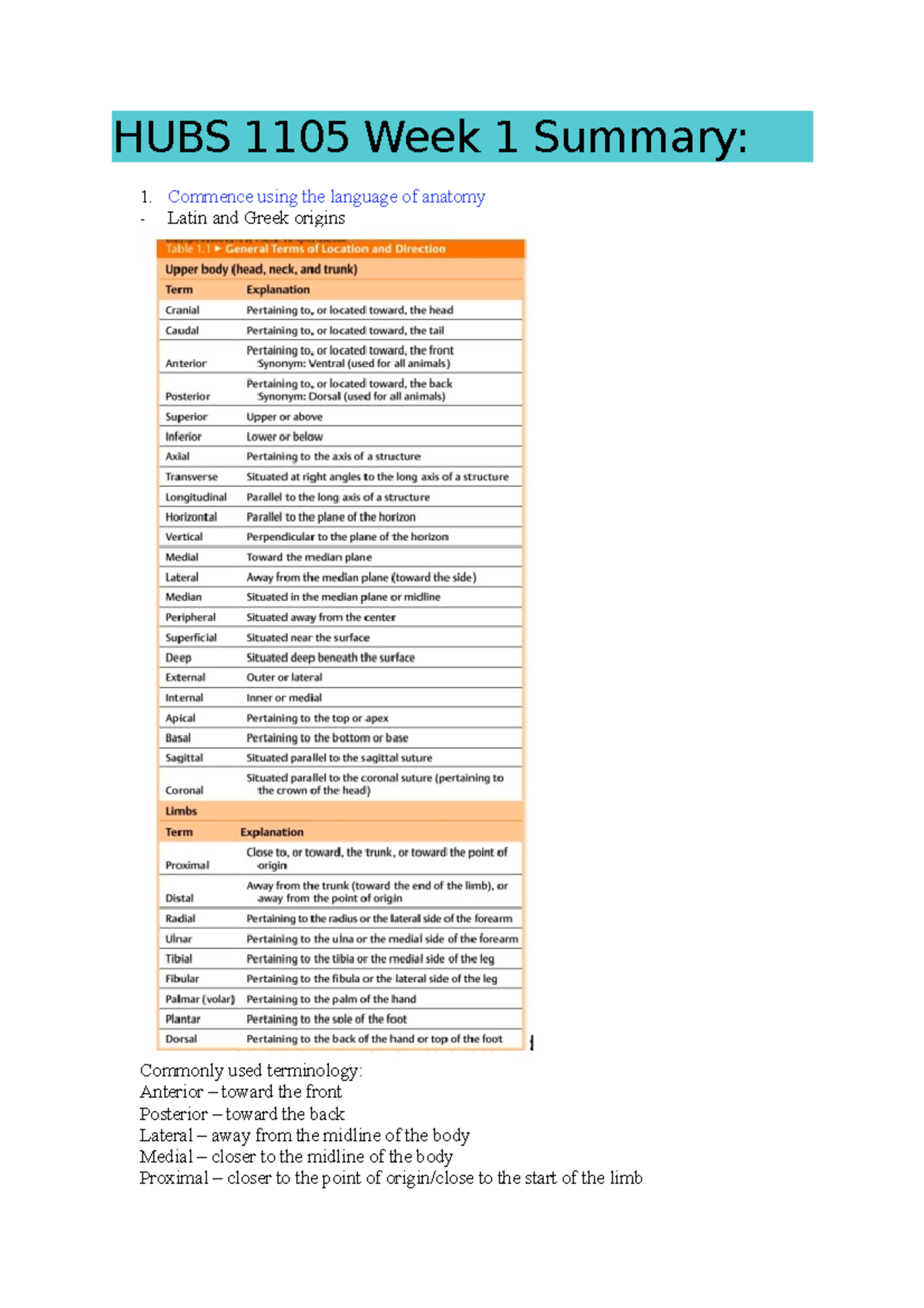 Hubs 1105 Week 1 Summary Hubs 1105 Week 1 Summary 1 Commence Using