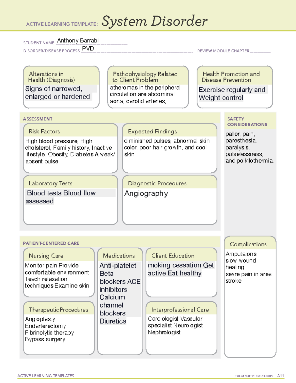 Ati Active Learning Template System Disorder