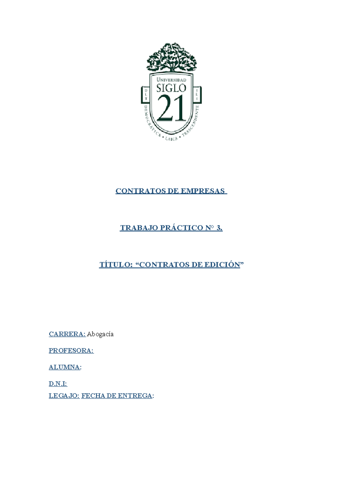 Tp Nº3 Contratos De Empresas Contratos De Empresas Trabajo PrÁctico N