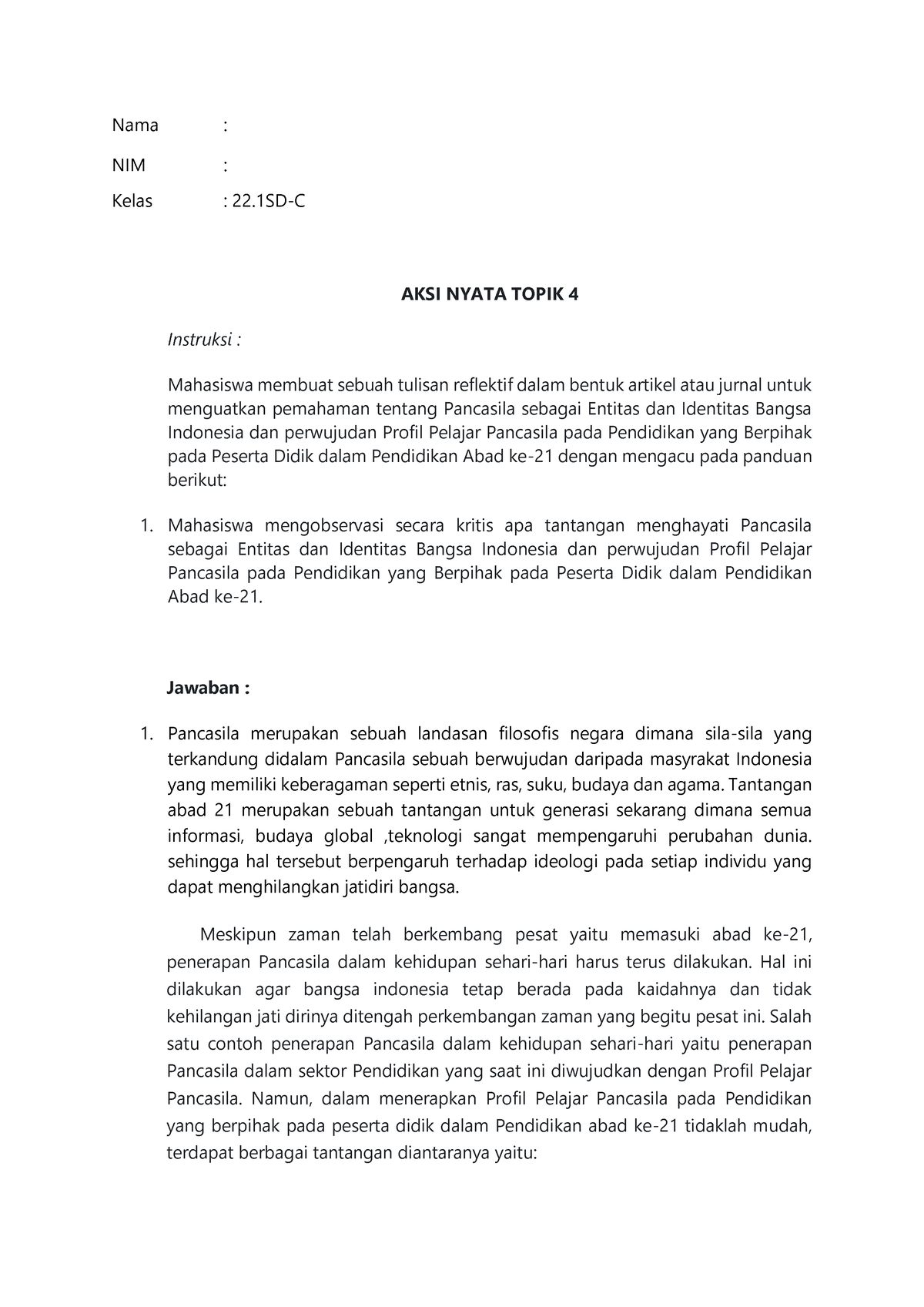 Aksi Nyata T4 Ppg Prajabatan Nama Nim Kelas 22 C Aksi Nyata