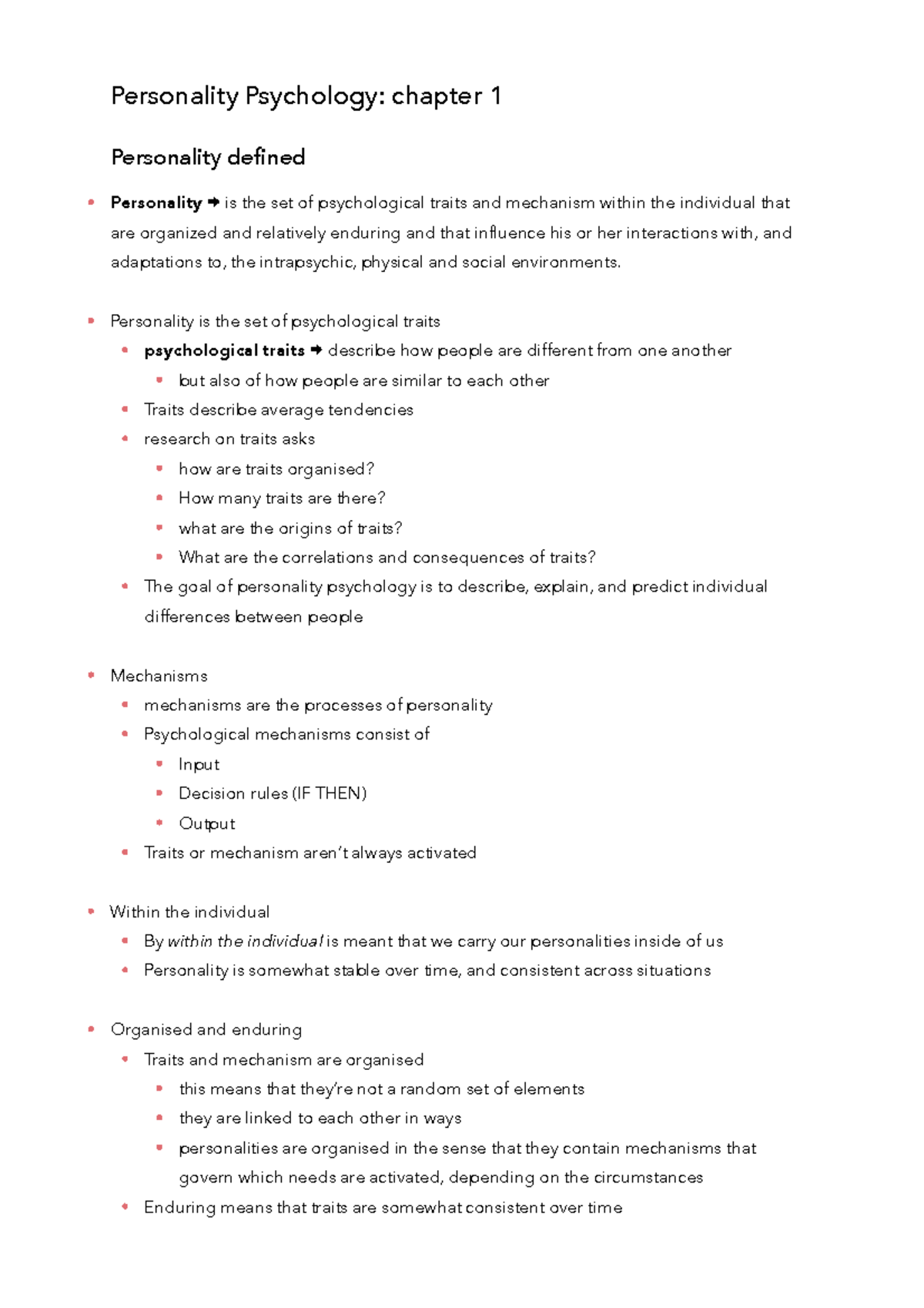 Personality Psychology Chapter 1 Personality Is The Set Of