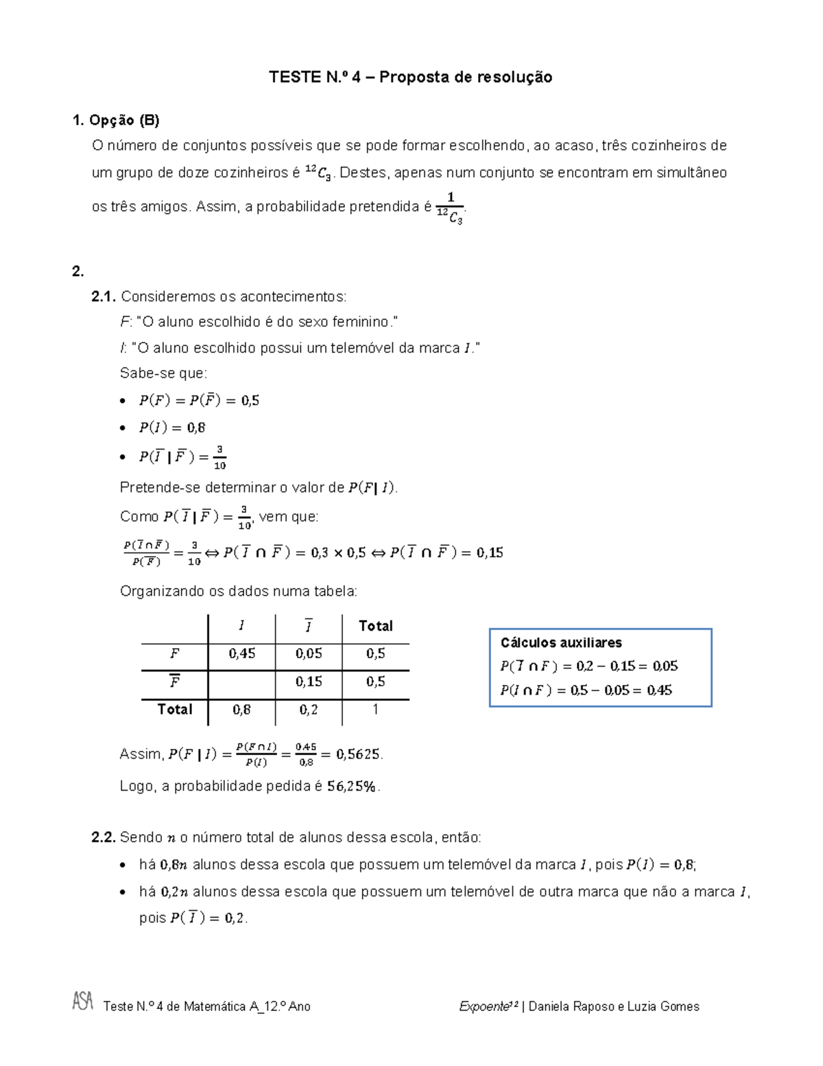 Teste 4 12 Resolucao 2022 2023 12 Teste Nº 4 Proposta De