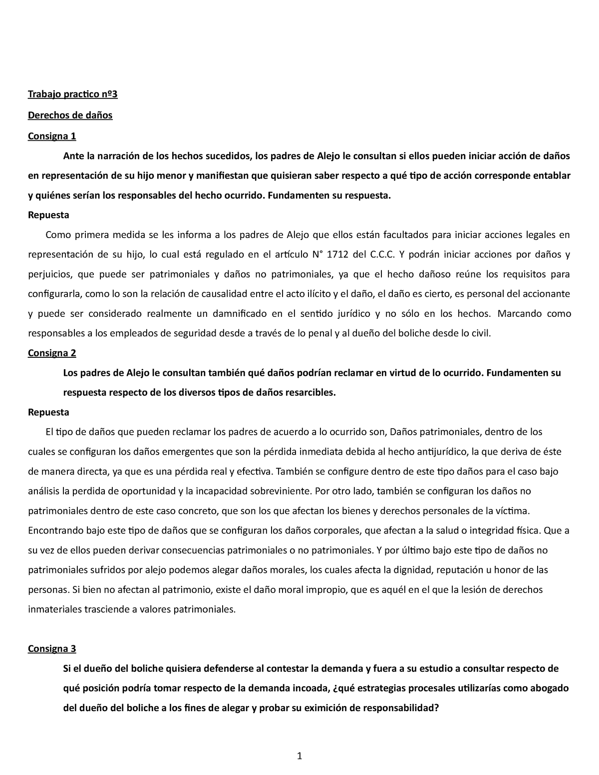 Tp 3 Daños Para Entregar Trabajo Practico Nº Derechos De Daños