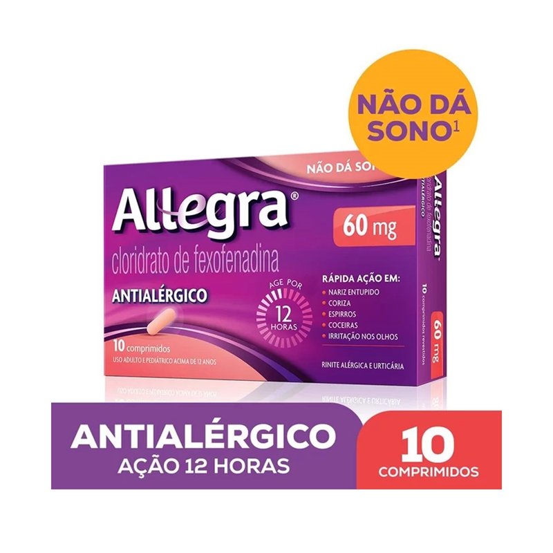 Antialérgico Allegra 60mg Com 10 Comprimidos Farmácias Unipreço