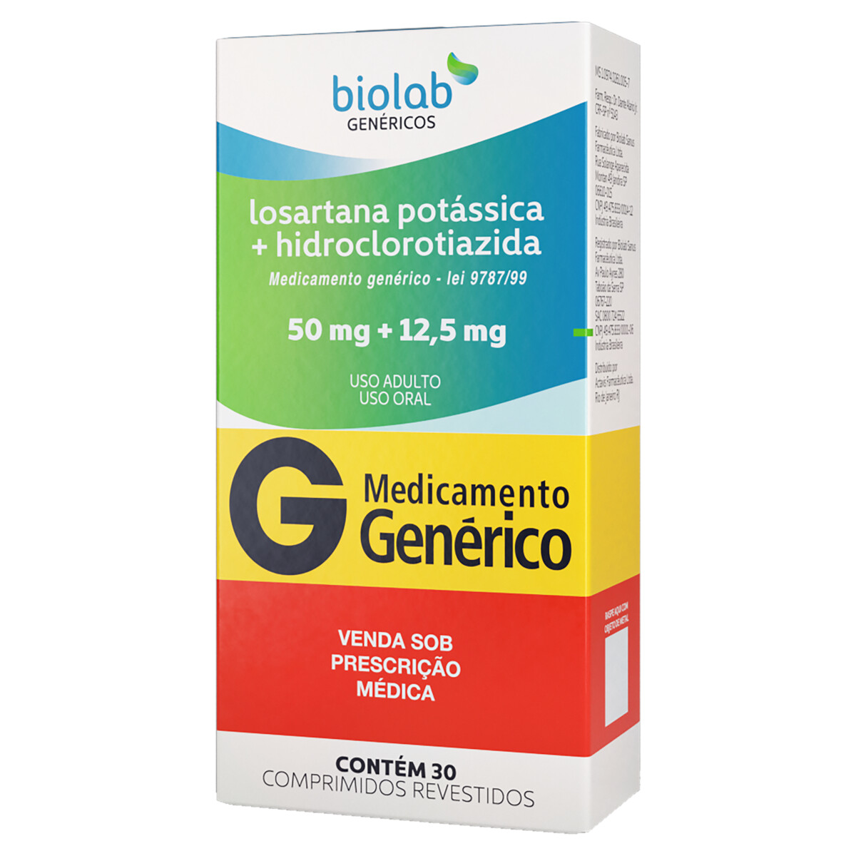 Losartana PotÁssica 50mg Hidroclorotiazida 125mg Biolab Caixa 30