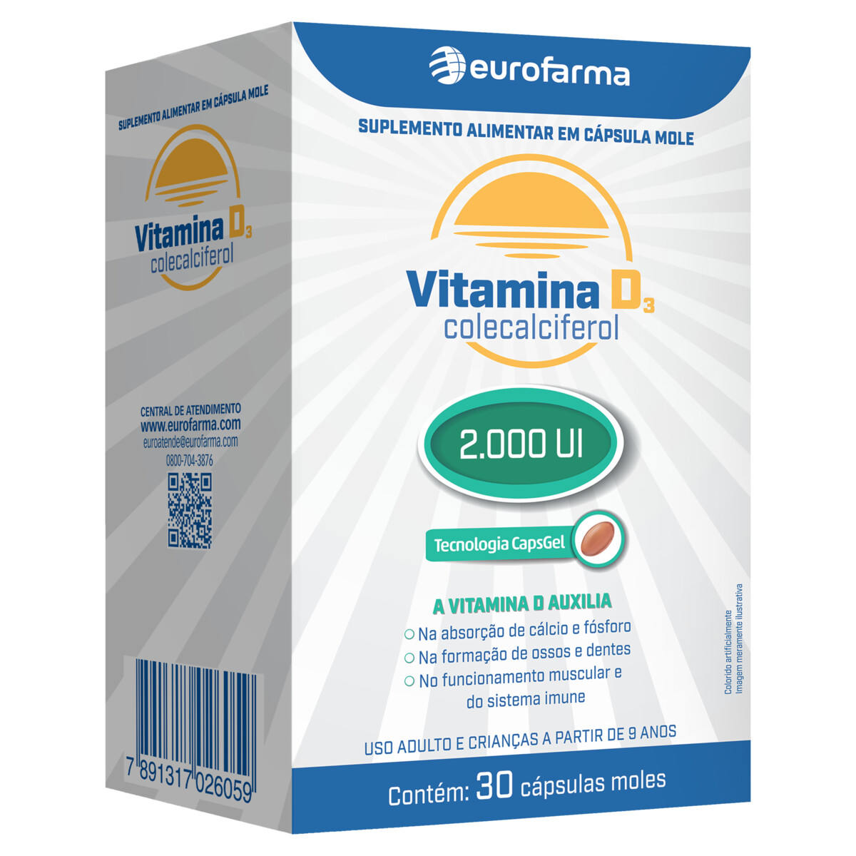 Vitamina D3 2000ui Eurofarma Caixa 30 CÁpsulas · Ilergic Para Você