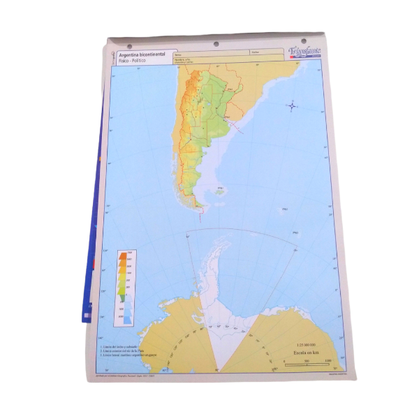 Mapa Físico Político Argentina Bicontinental Oficio N5 X3 Sale Ahora