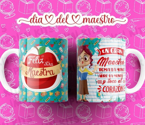 Plantillas Tazas Dia Del Maestro Profesora Maestra 4 Imprimikits