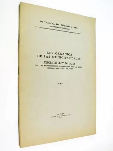 Ley Orgánica De Las Municipalidades Decreto Ley Nro 6768