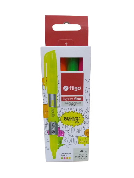 Filgo Resaltadores Lighter Fine Estuche Fluo X4 3447 Distribuidora La