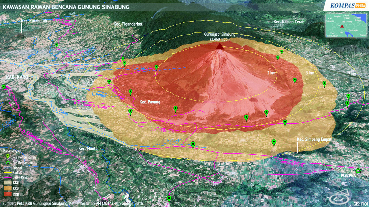 Kawasan Rawan Bencana Gunung Sinabung Kompaspedia