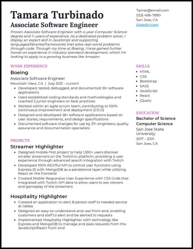 32 Software Engineer Resume Examples Designed For 2024