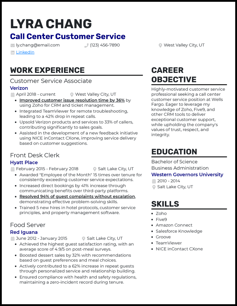 Customer Service Sample Resumes