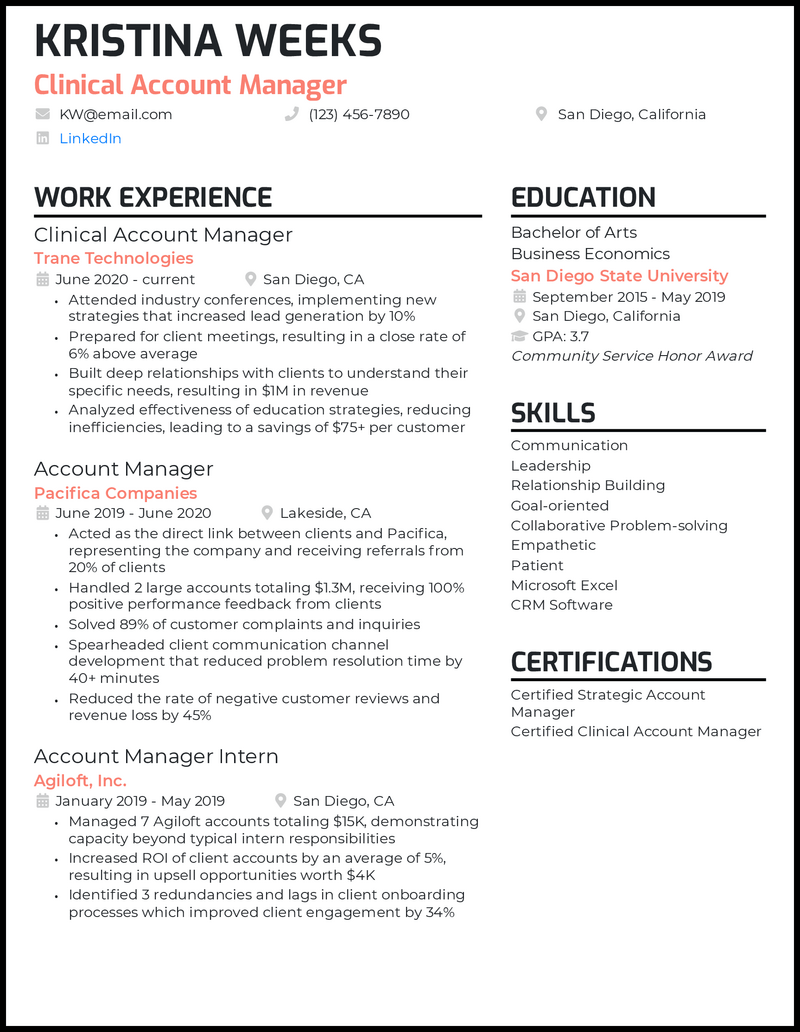 10 Account Manager Resume Examples That Work In 2024