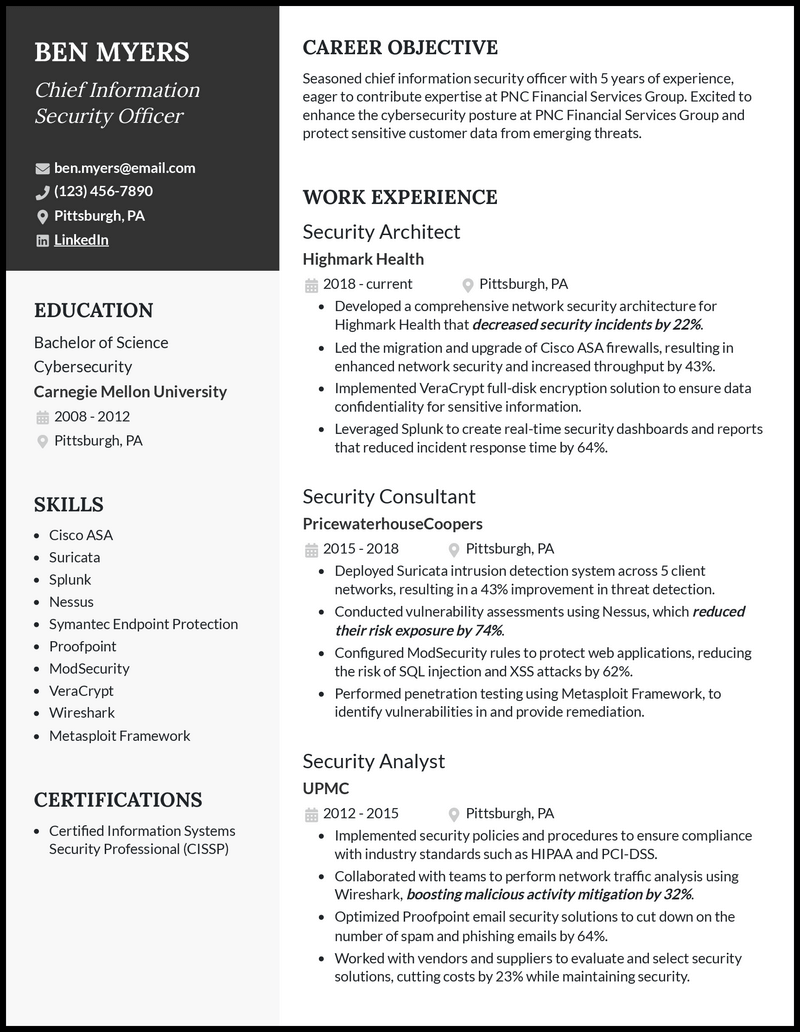 15 Cyber Security Resume Examples And Templates