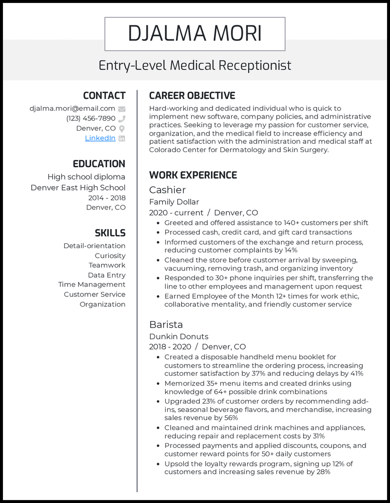 7 Medical Receptionist Resume Examples For 2024