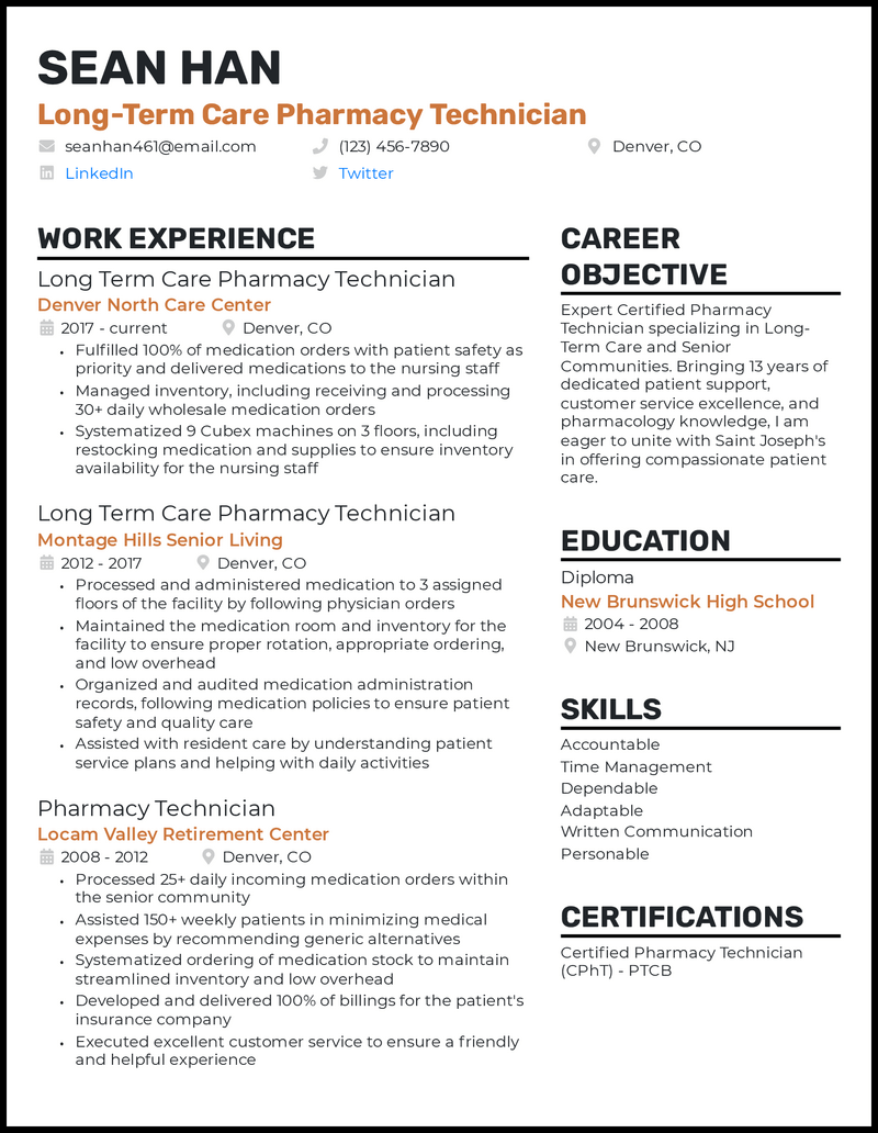 Pharmacy Tech Resume Templates