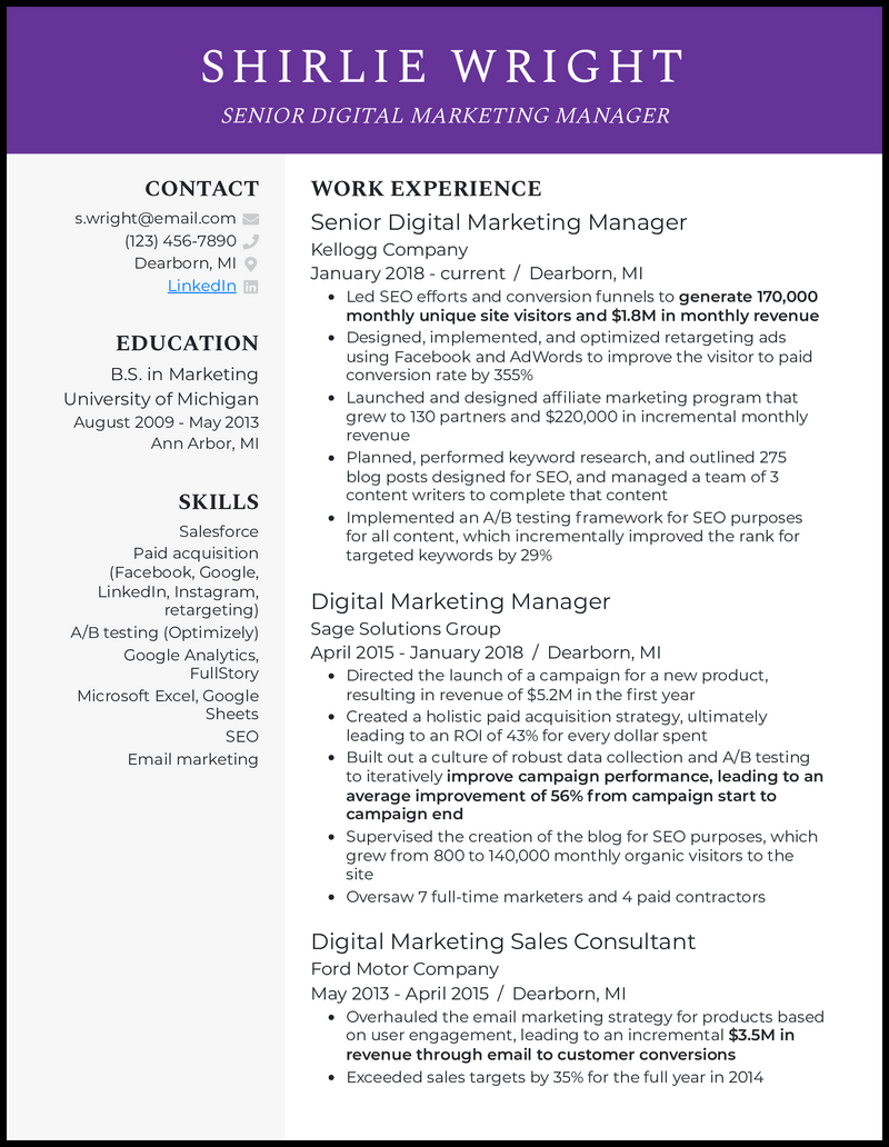 11 Digital Marketing Resume Examples For 2024