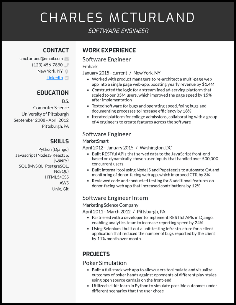 25 Software Engineer Resume Examples Designed For 2024