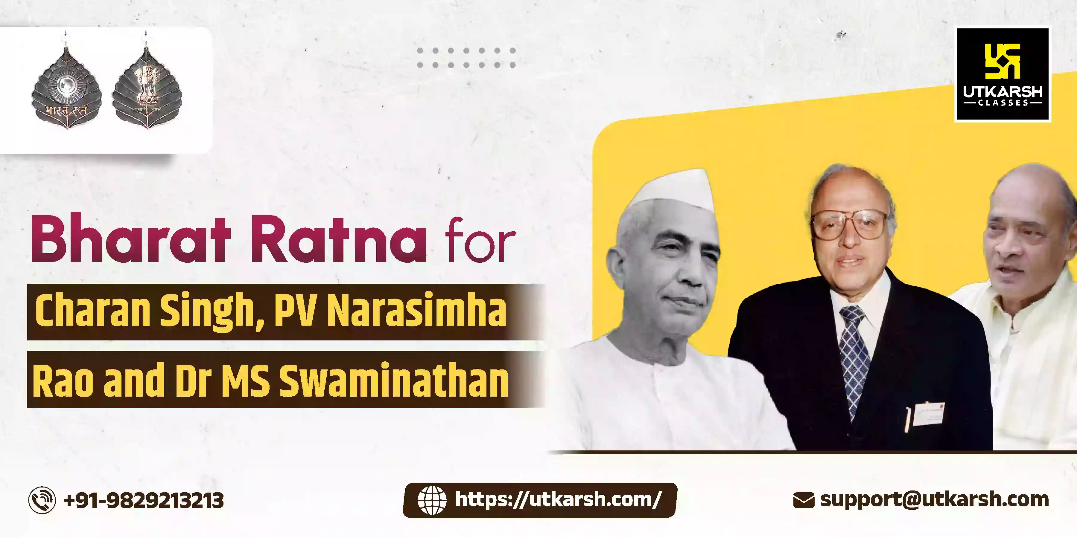 Bharat Ratna For Charan Singh Narasimha Rao And Swaminathan