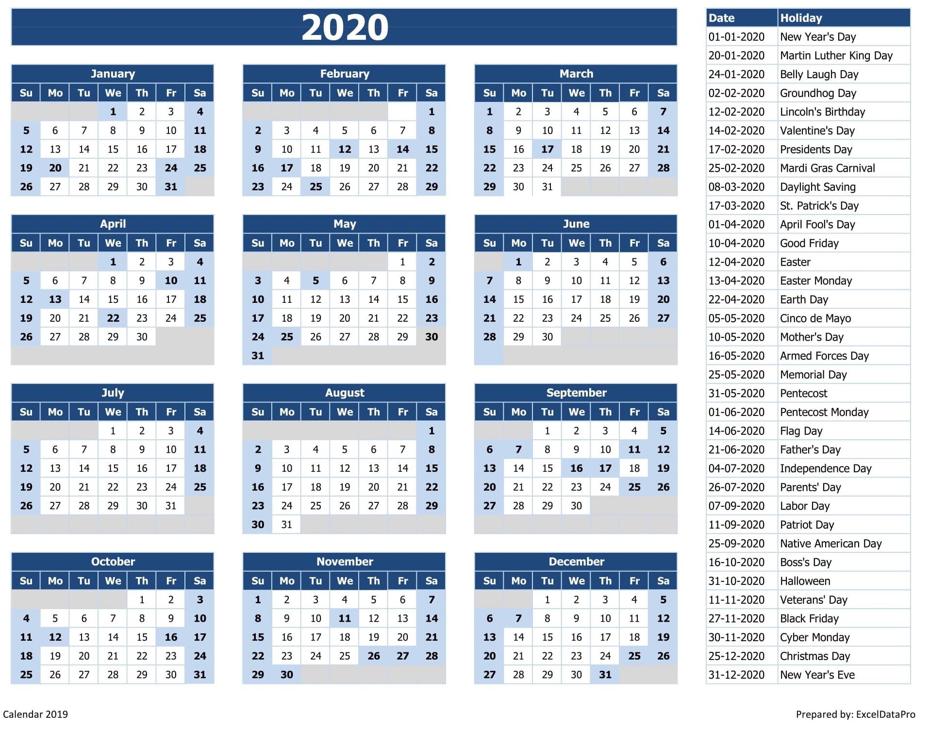 Excel Calendar Template 2020 Free Printable Calendar Vrogue