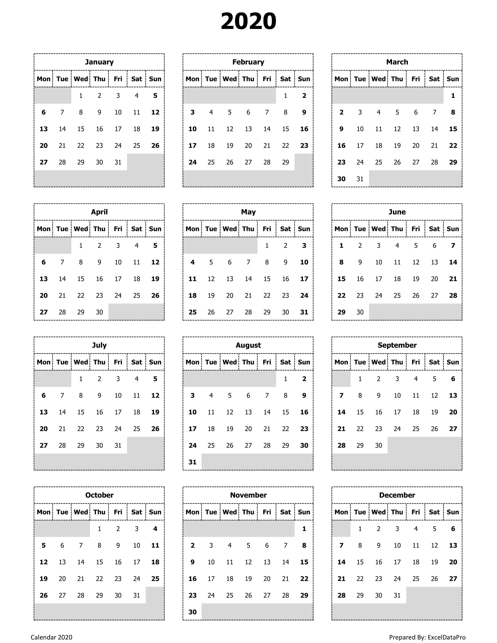 Printable Calendar Starting With Monday Marj Stacie