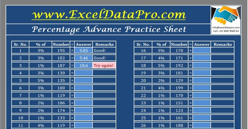 Beginner Excel Practice Sheet Dasepond