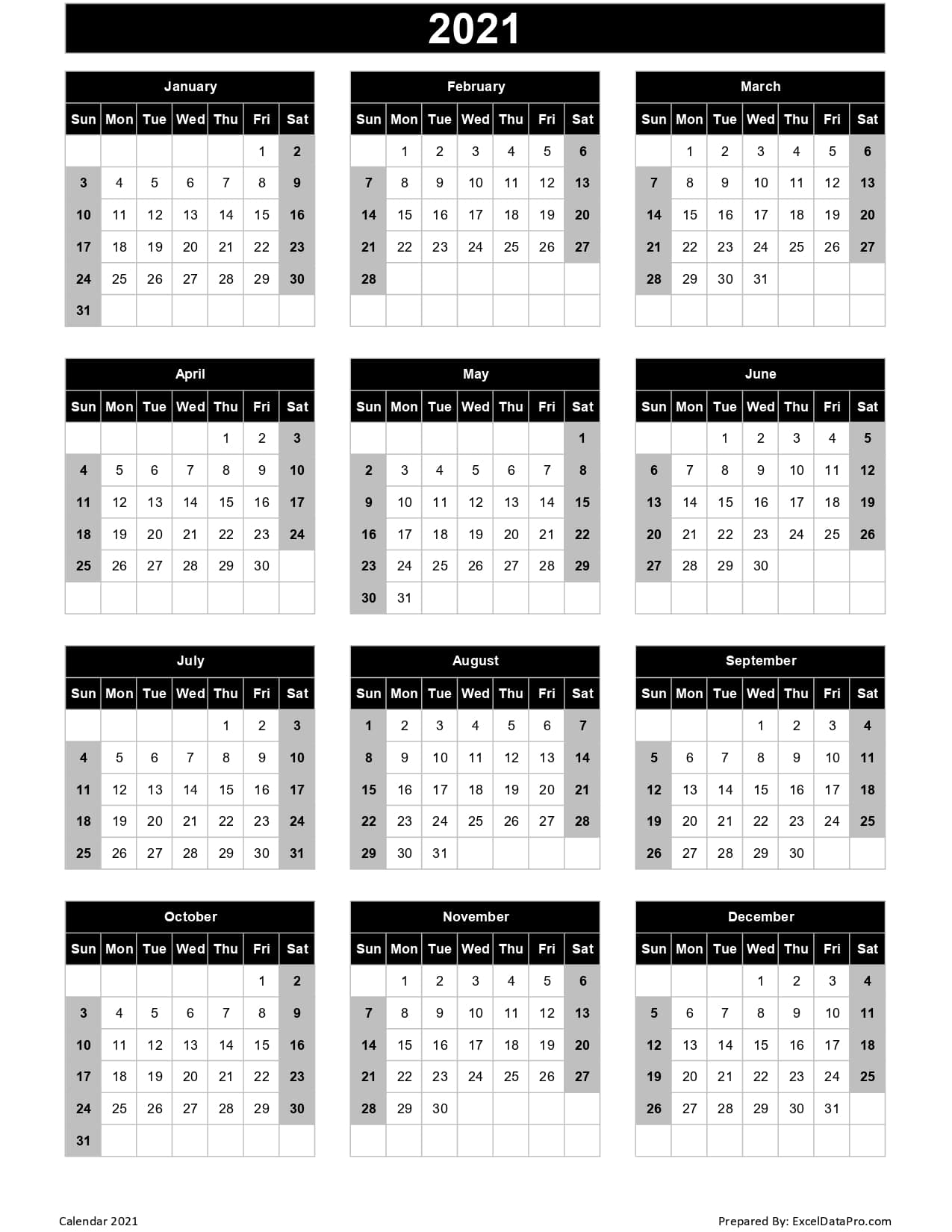 Printfree Calendar 2021 With Date Boxes Free Letter Templates