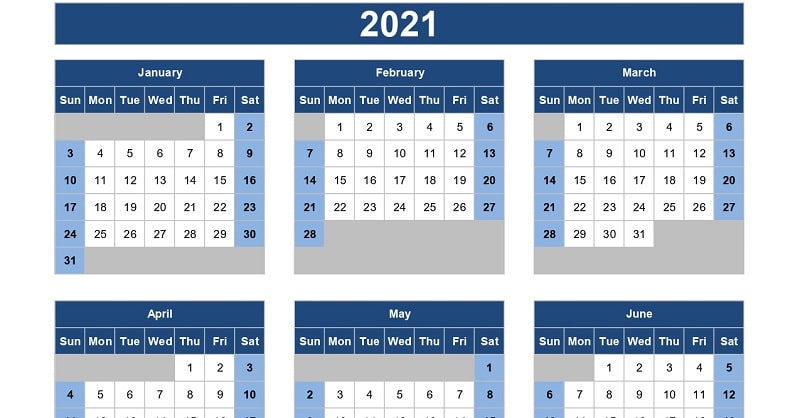 2021 Calendar With Holidays Excel