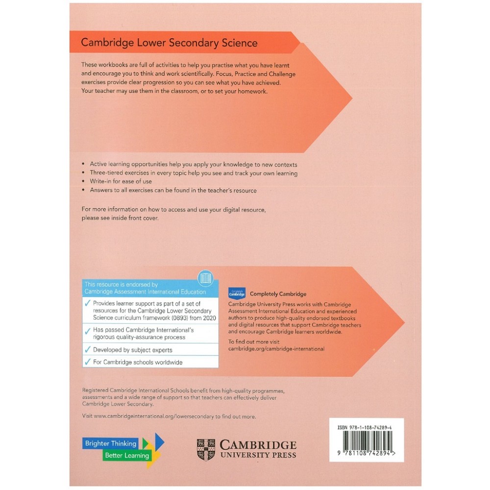 Cambridge Lower Secondary Science Workbook 9 With Digital Access