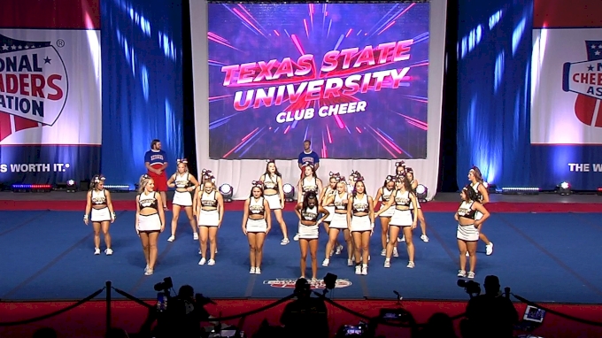 Texas State University Club Cheer 2023 Intermediate All Girl Division