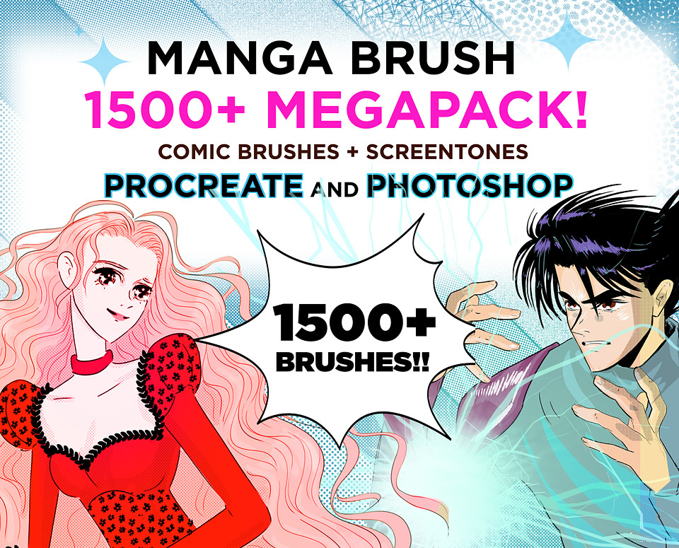 Manga Brushes Screentones Photoshop Procreate V40