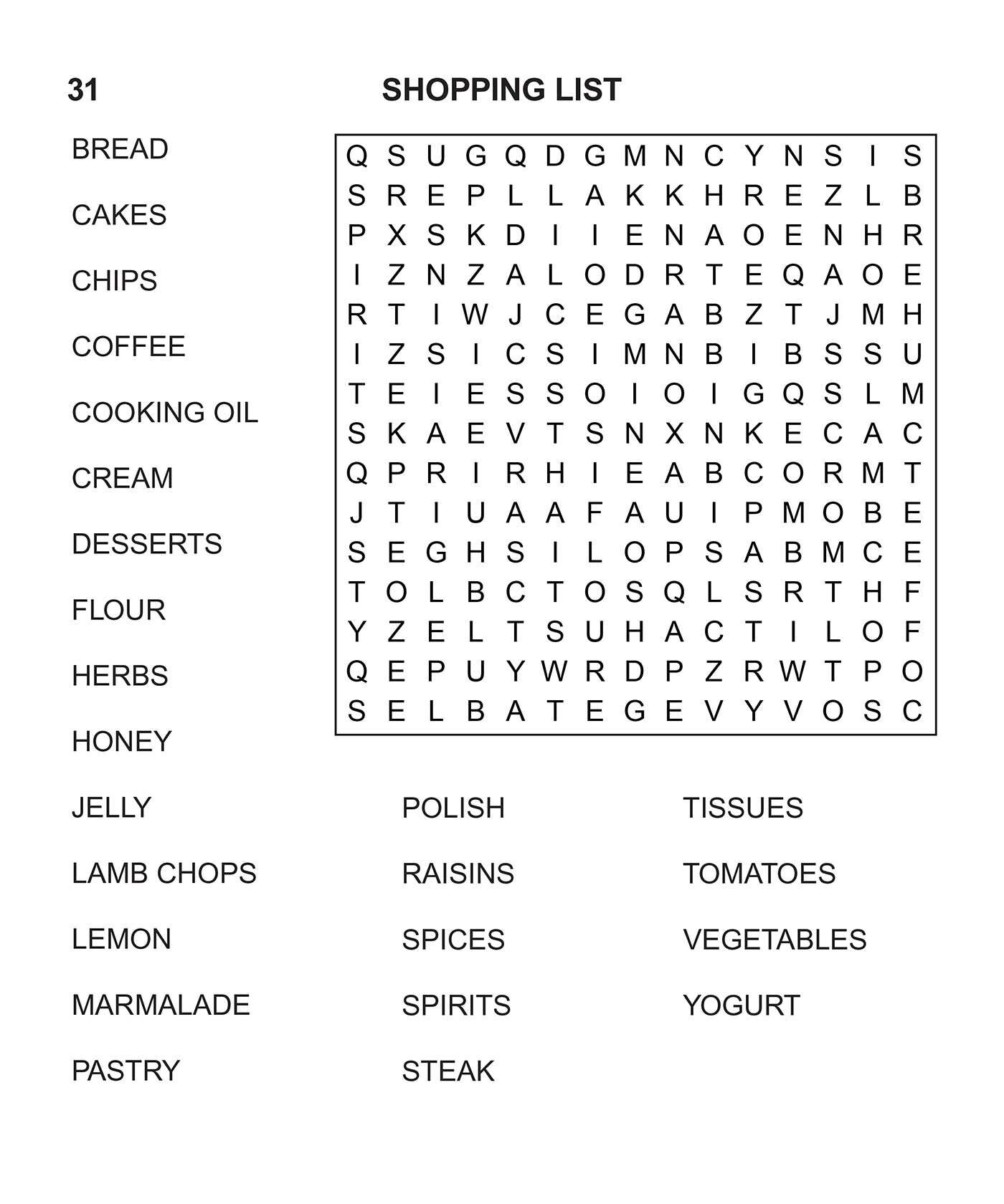 Large Printable Word Search Puzzles