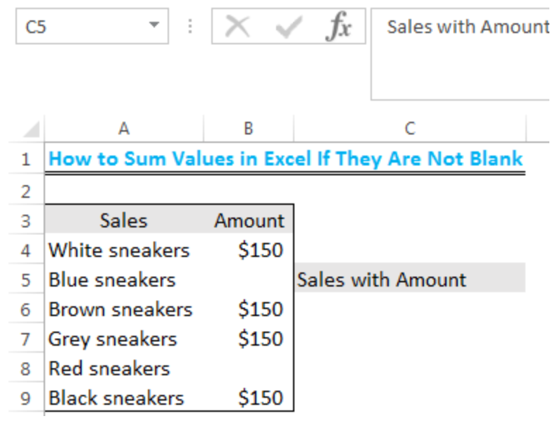 Excel Formula Sum If Not Blank