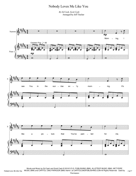 Nobody Loves Me Like You By Ed Cash And Scott Cash Digital Sheet