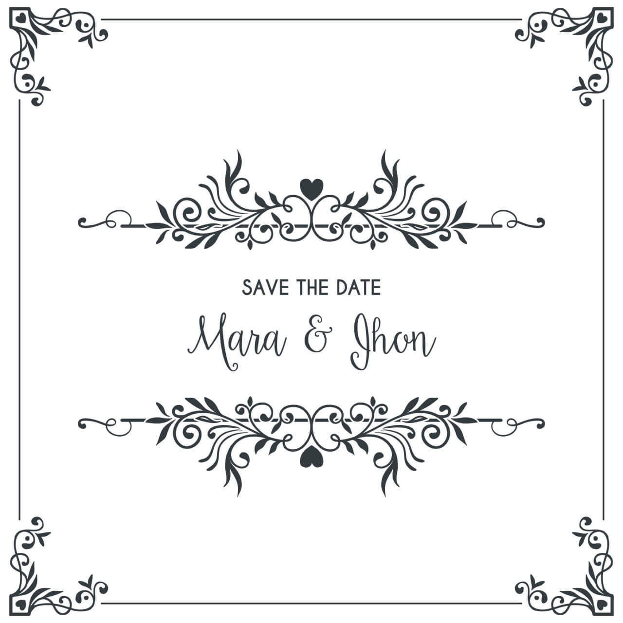 Free Vector Wedding Card Invitation With Frame