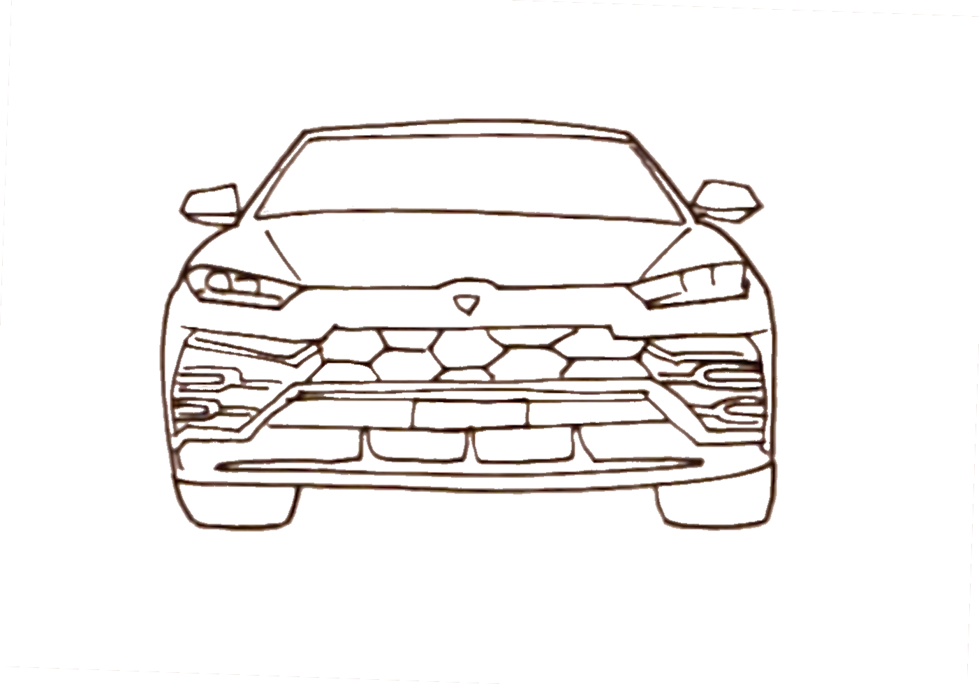 How To Draw Lamborghini Urus Front View