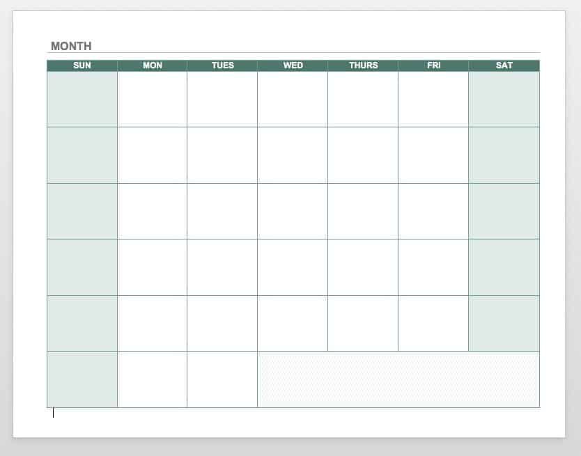 Free Blank Calendar Templates Smartsheet