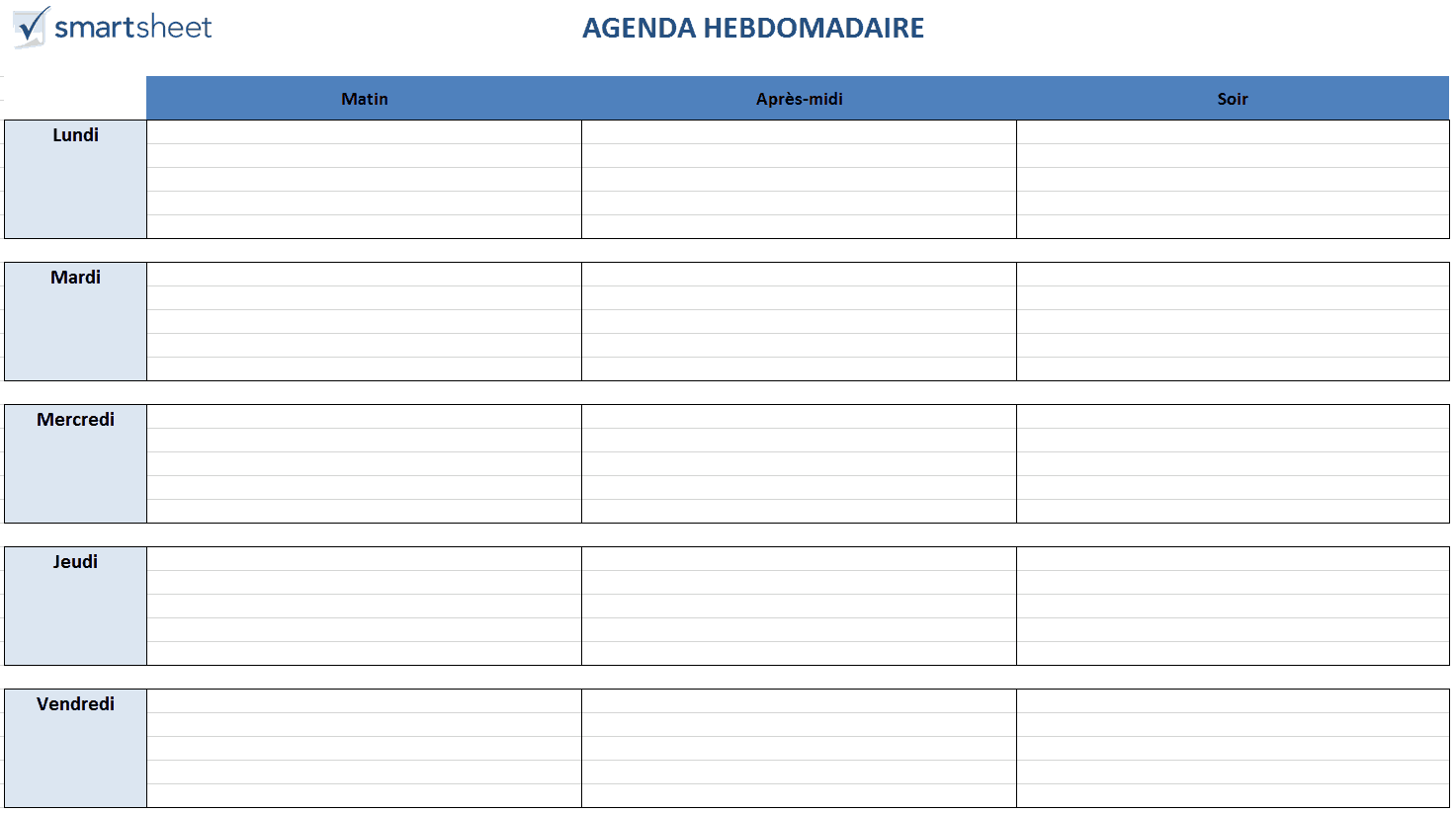 Modele Planning Excel Semaine