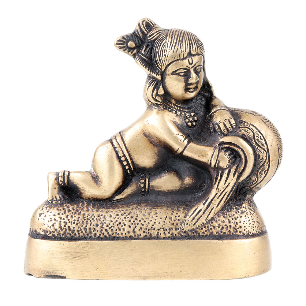 Handcrafted Krishna Makhan Chor Brass Statue