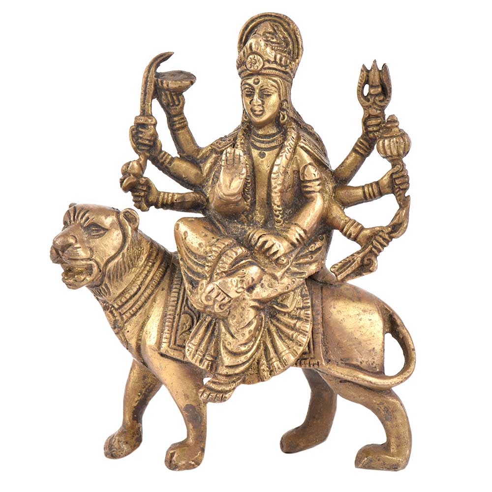 Brass Durga Maa Statue Hand Made Worship Idol